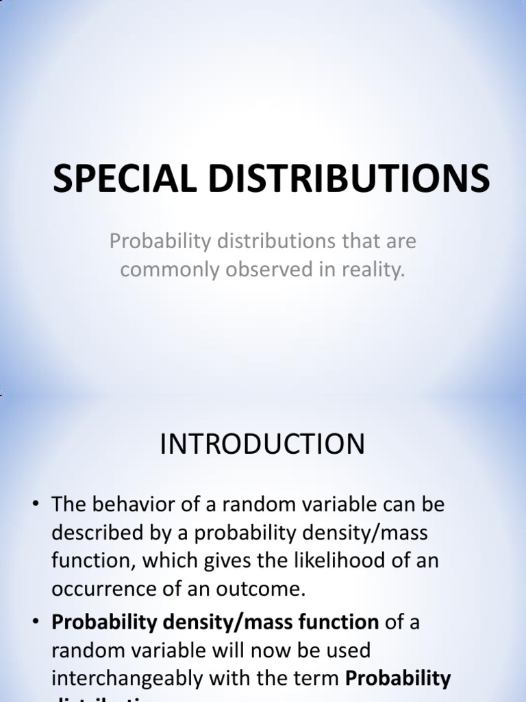 Statistics - Special Probability Distributions | PDF | Normal ...
