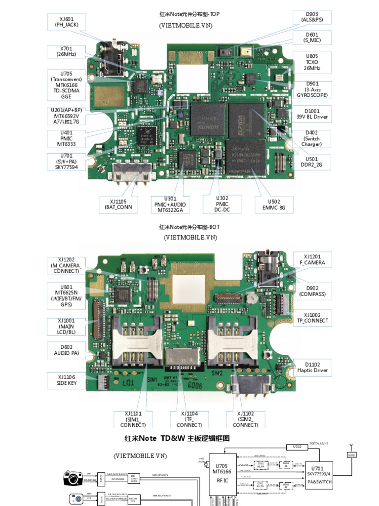 Xiaomi Redmi Note TD&WCDMA Schematic PDF | PDF | Computer Hardware ...