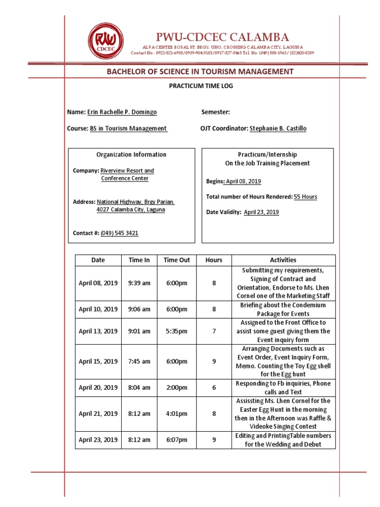 Practicum Time Log11 | Download Free PDF | Academic Degree ...