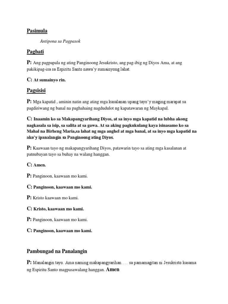 Mass Guide For Commentator | PDF