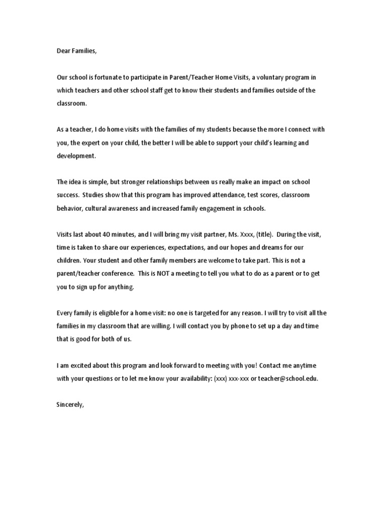 Letter To Parents From Teacher | PDF
