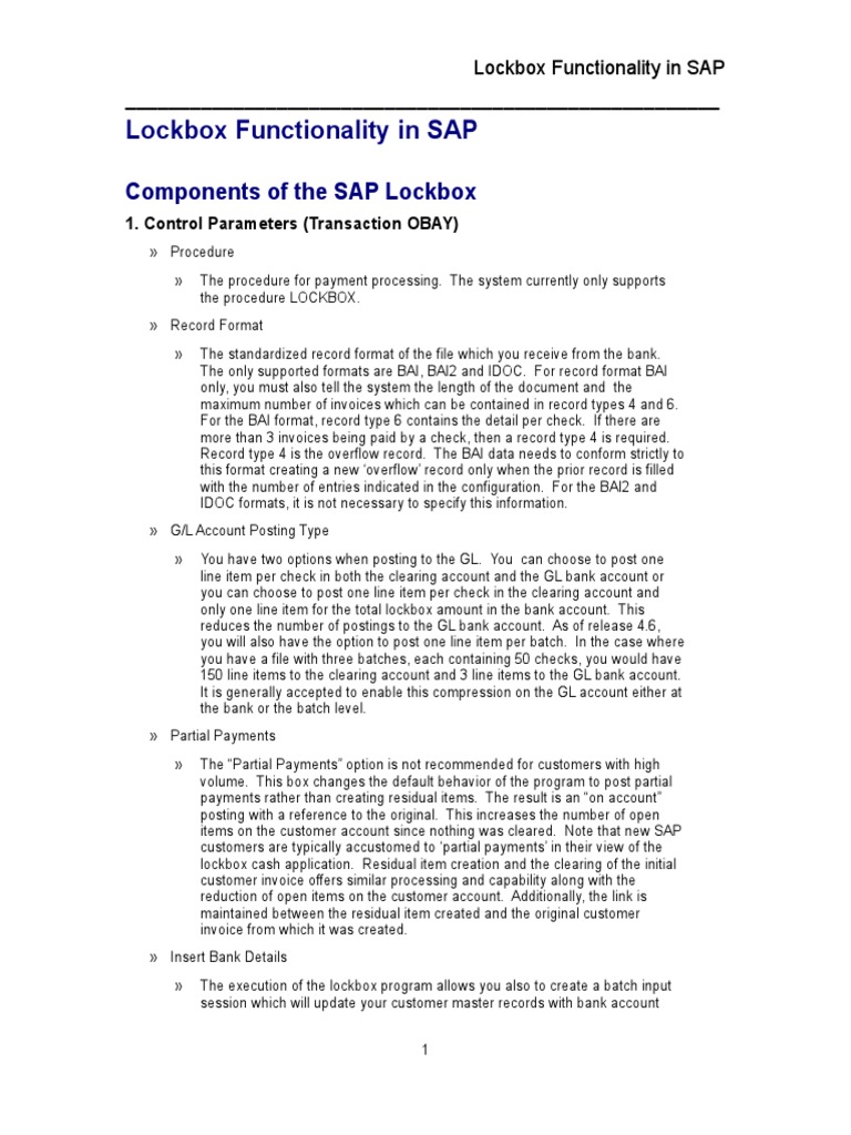 Lockbox Configuration Pdf Cheque Electronic Data Interchange