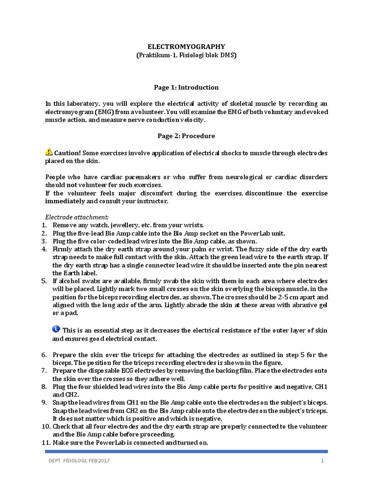 EMG Recording of Voluntary and Evoked Muscle Activity | PDF ...
