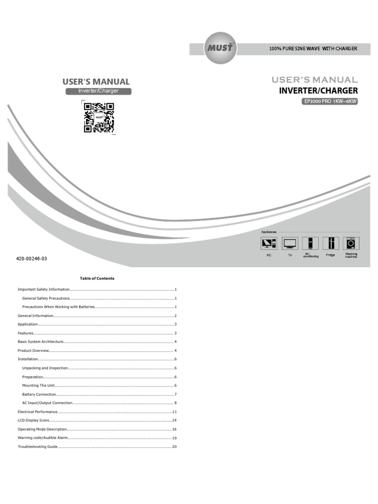 420-00246-03-EP3000-PRO-1-6K-T1.3 انفرتر PDF | PDF | Power Inverter ...