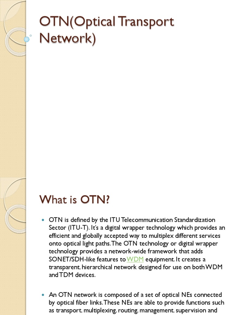 OTN (Optical Transport Network) | PDF | Wavelength Division ...