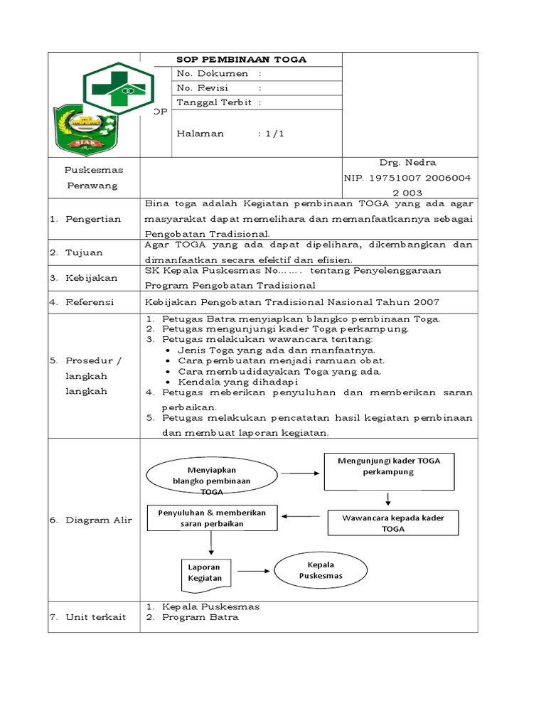 SOP Pembinaan TOGA | PDF