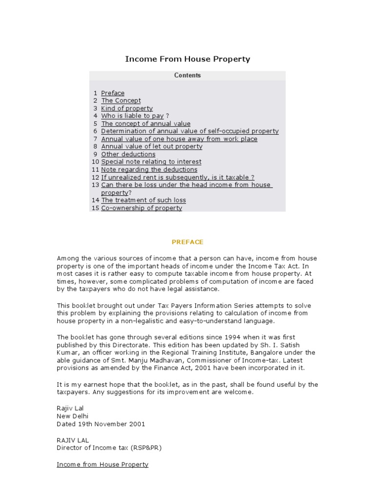 Income From House Property | PDF | Loans | Ownership