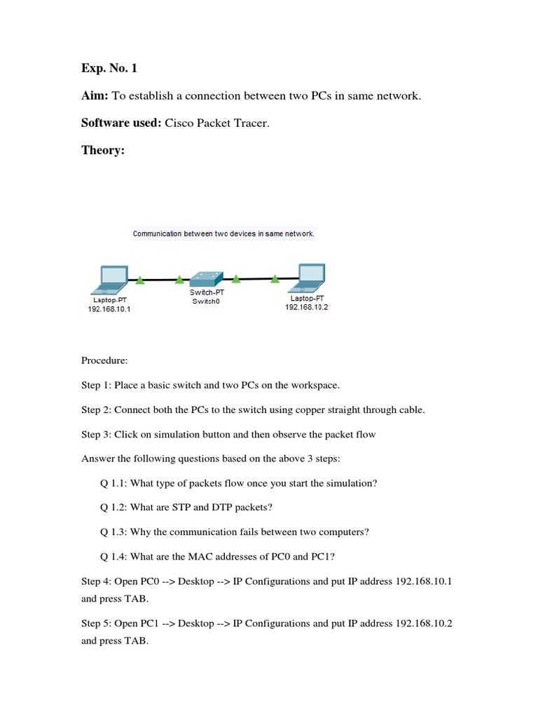 Cisco Packet Tracer Lab Exercises Guide | PDF | Router (Computing) | Ip ...