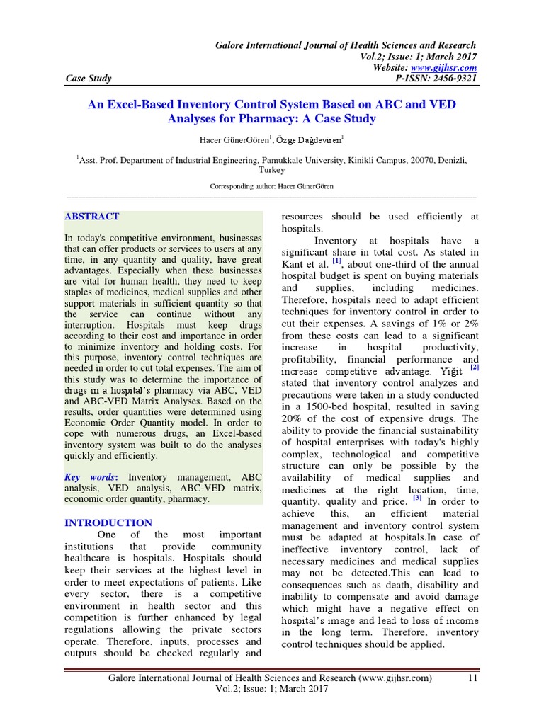 ABC VED - Case | PDF | Inventory | Health Care