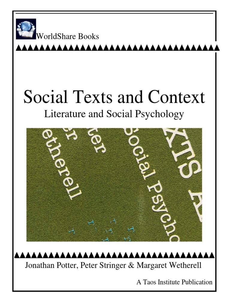 Libro - Potter, Jonathan - Social Texts and Context | PDF | Social Science | Psychology