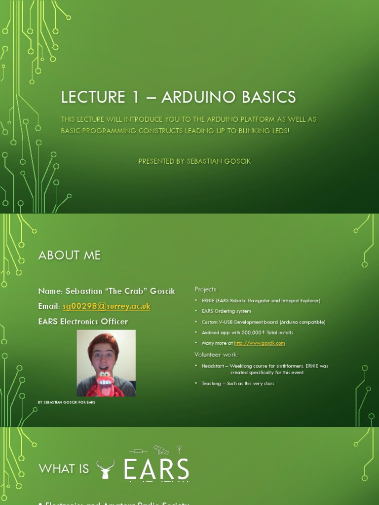 Lecture 1 - Arduino Basics | PDF | Arduino | Microsoft Windows