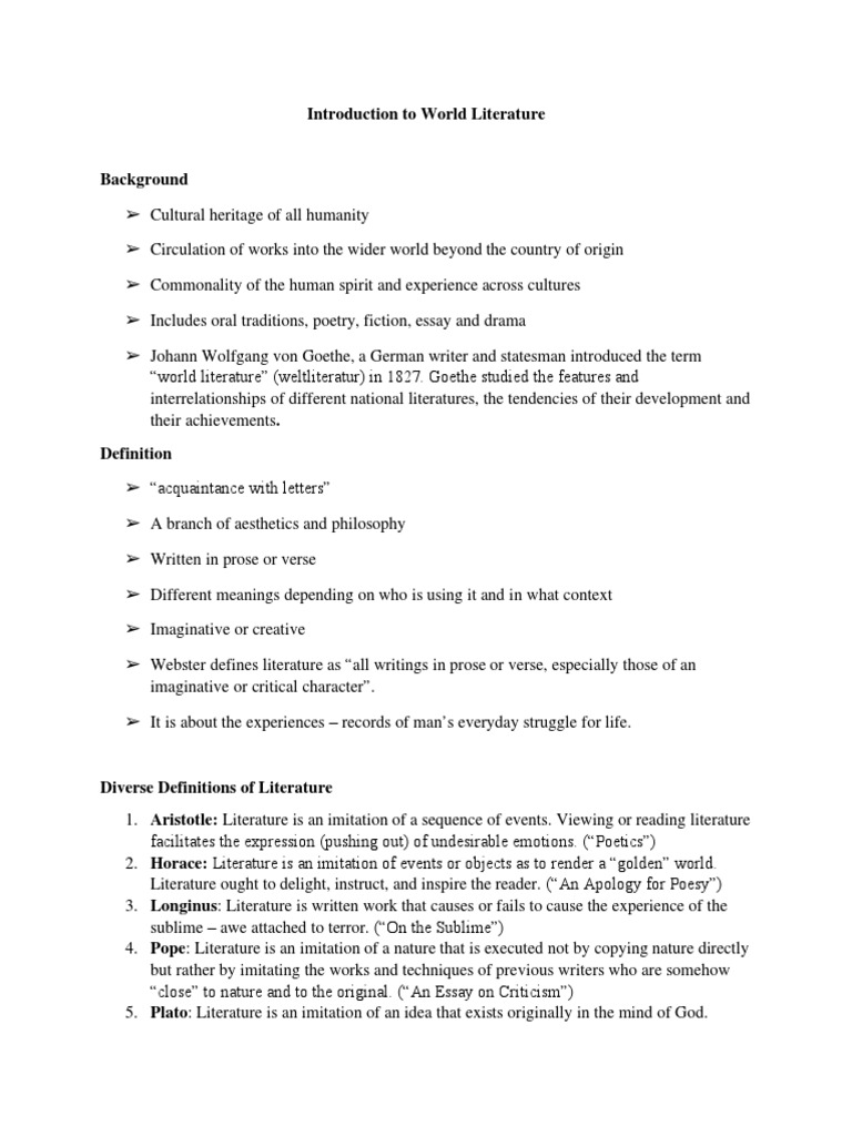 Lecture Introduction To World Literature | PDF | Poetry | Romanticism