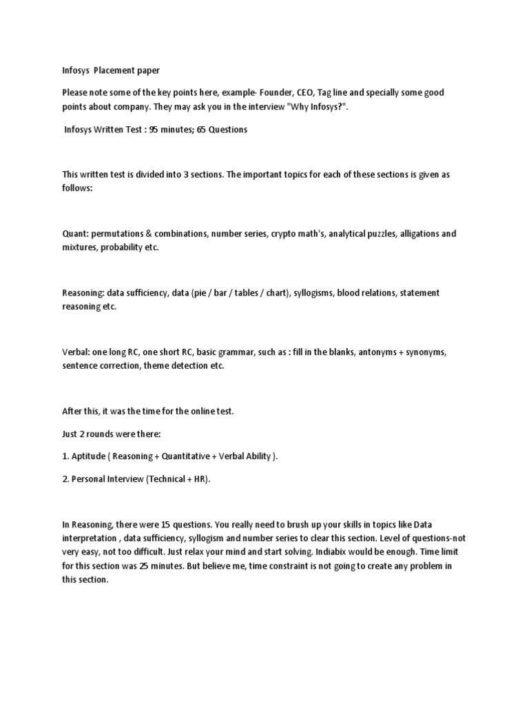 Infosys Placement Paper | PDF | Constructor (Object Oriented Programming) | Programming