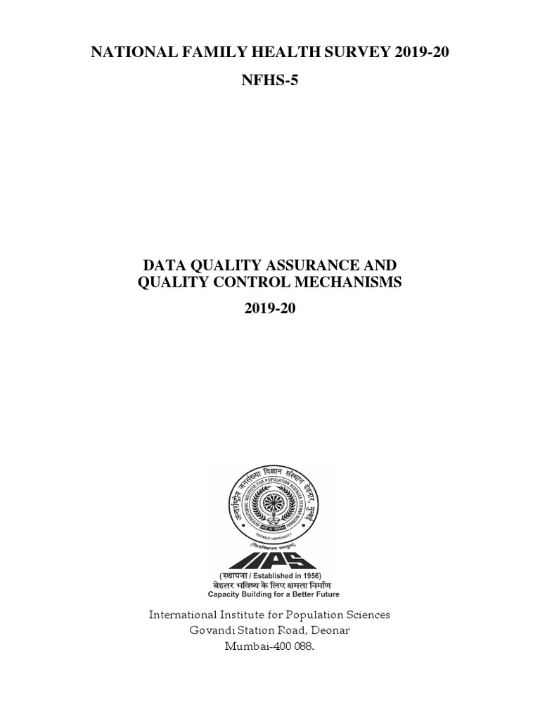 NFHS-5 Data Quality Assurance Mechanisms | PDF | Data Quality ...