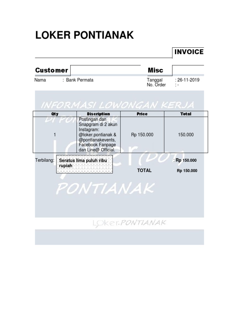 Invoice Bank Permata PDF | PDF