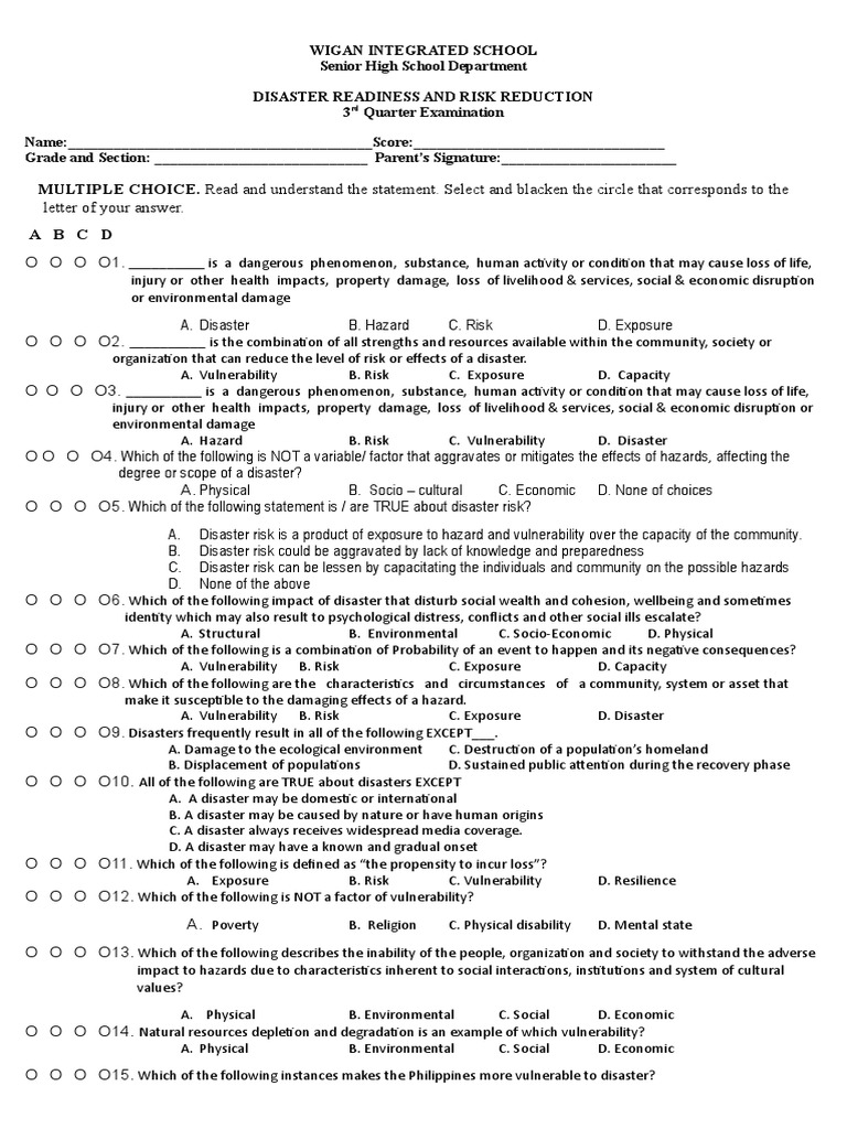 DRRR Exam | PDF | Hazards | Earthquakes