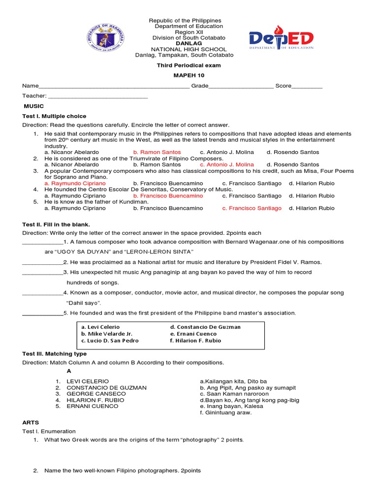 Periodical TEST GRADE 10 | PDF | Cinematography | Entertainment