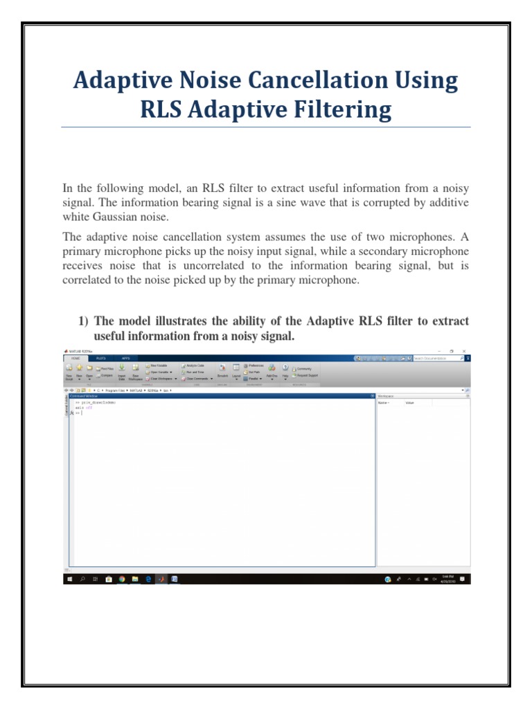 Adaptive Noise Cancellation Using RLS Adaptive Filtering | Download ...