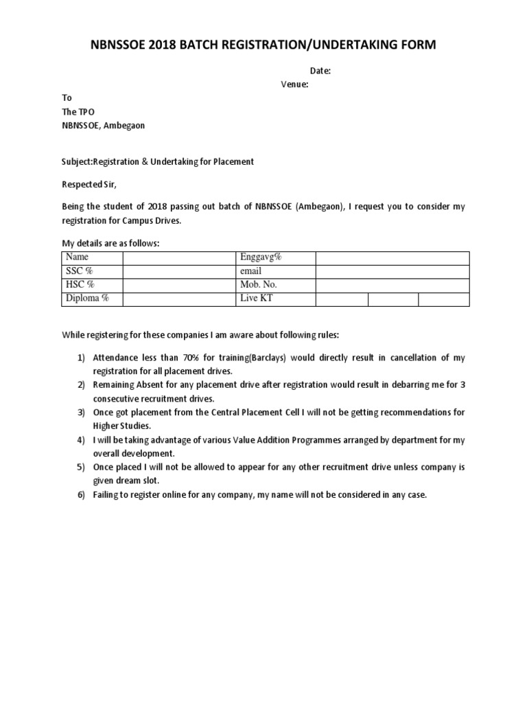 Undertaking Form | PDF