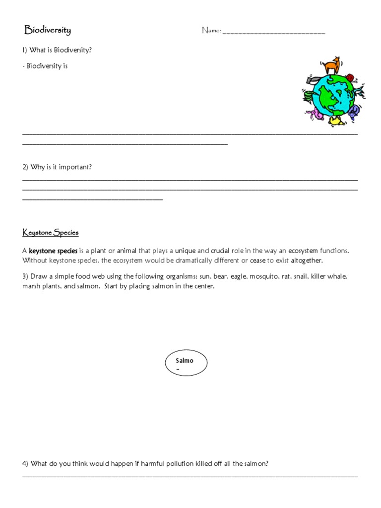1) Biodiversity Worksheet | PDF | Natural Environment | Organisms