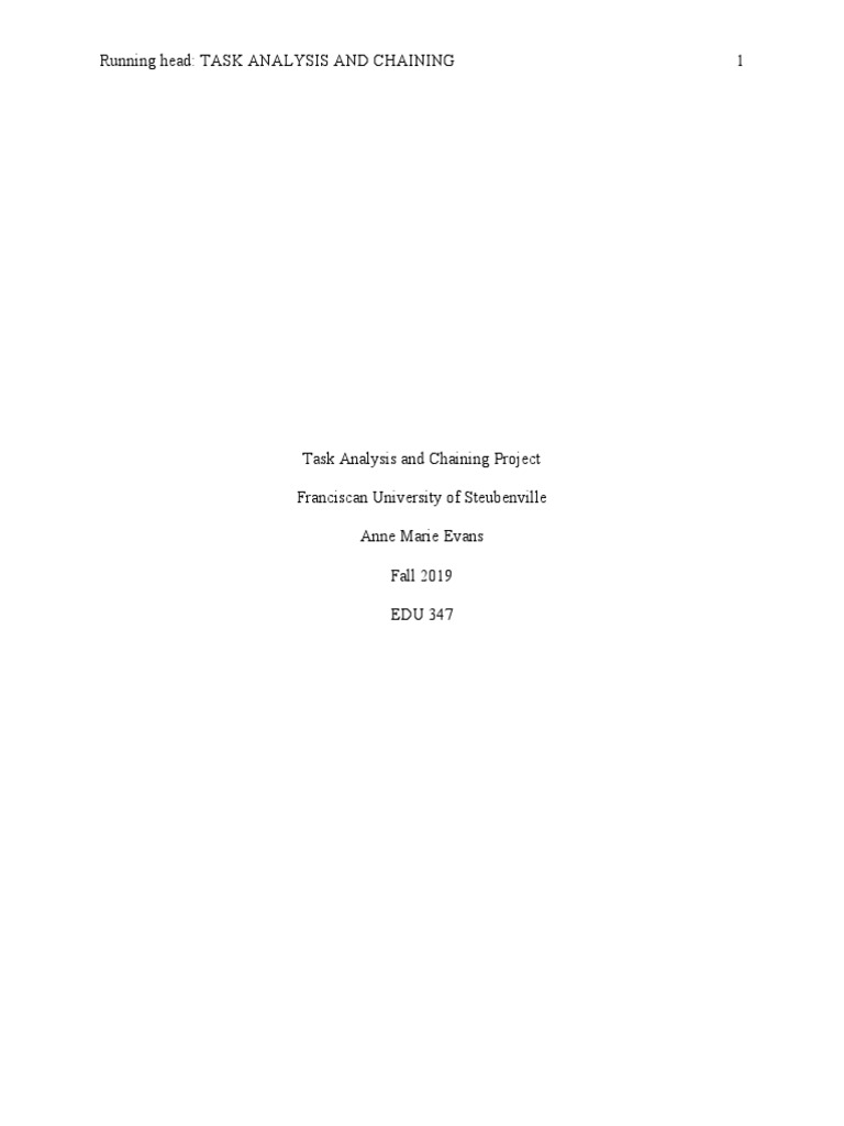 Task Analysis and Chaining Project | PDF | Individualized Education ...