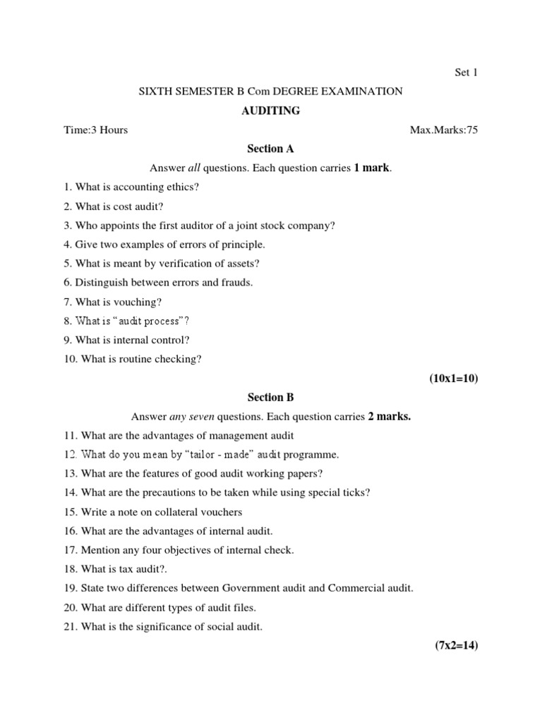 Auditing Question Paper | PDF | Audit | Service Industries