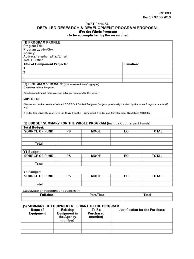2019 Revised DOST-GIA Form 2A Detailed Program | PDF | Curriculum ...
