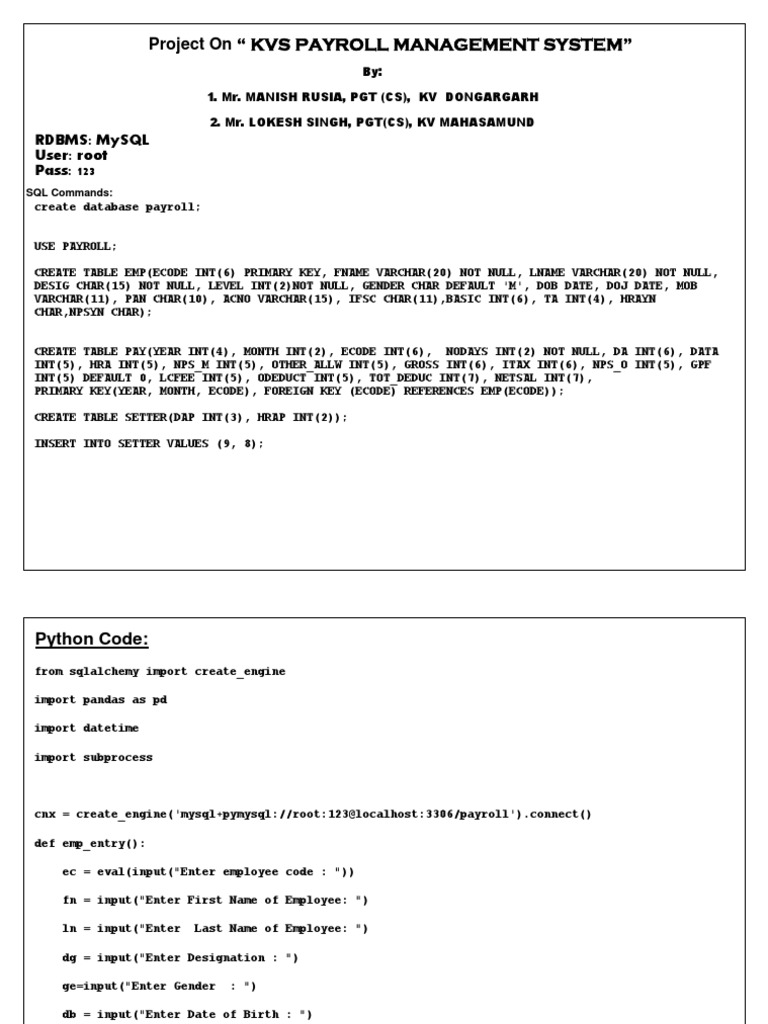 KVS Payroll Management System Guide | PDF | Information Retrieval ...