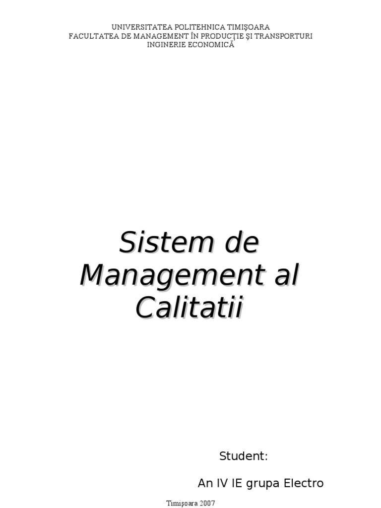 Sistem de Management Al Calitatii | PDF