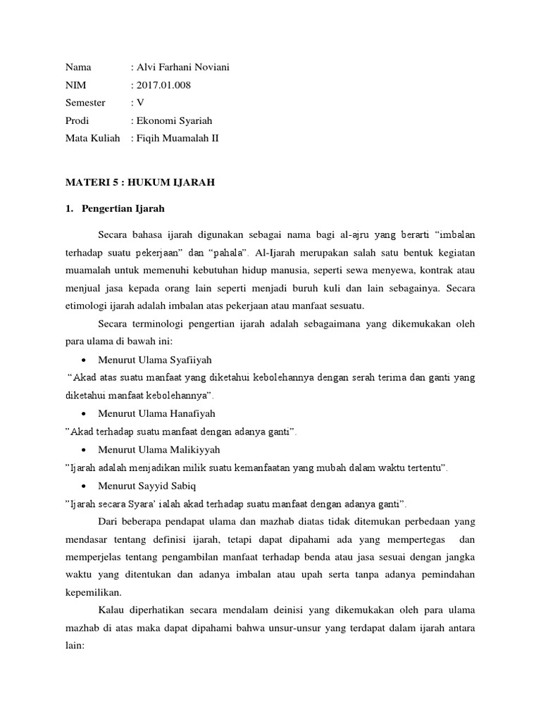 Hukum Ijarah dalam Fiqih Muamalah | PDF | Hukum | Agama & Spiritualitas