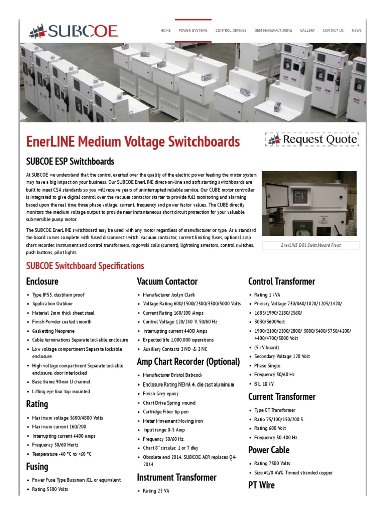 EnerLINE Medium Voltage Switchboards - SUBCOE - VFD, Power & Control ...