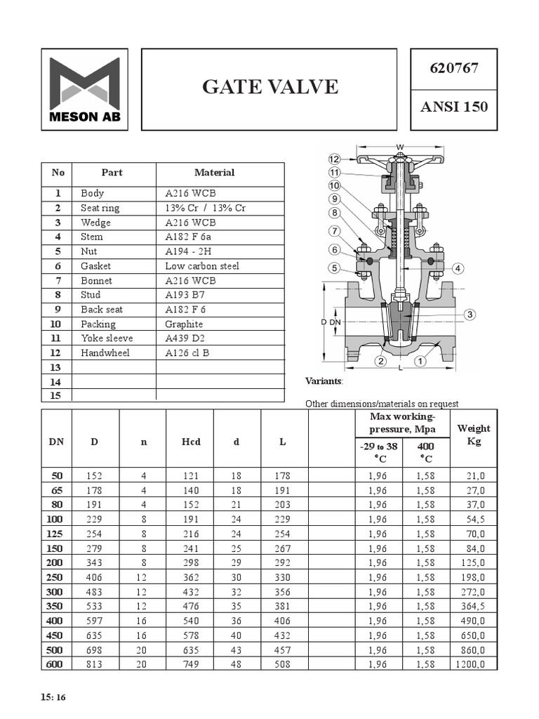 Meson Gate Valve 620767 | PDF | Plumbing | Chemical Engineering