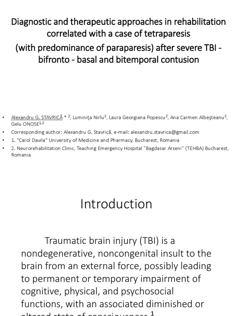 Rehabilitation of Tetraparesis Post-TBI | PDF | Traumatic Brain Injury ...