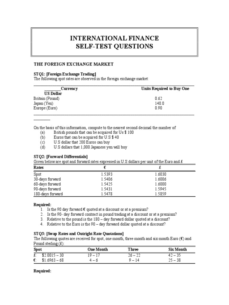 Questions On International Finance | PDF | Put Option | Option (Finance)