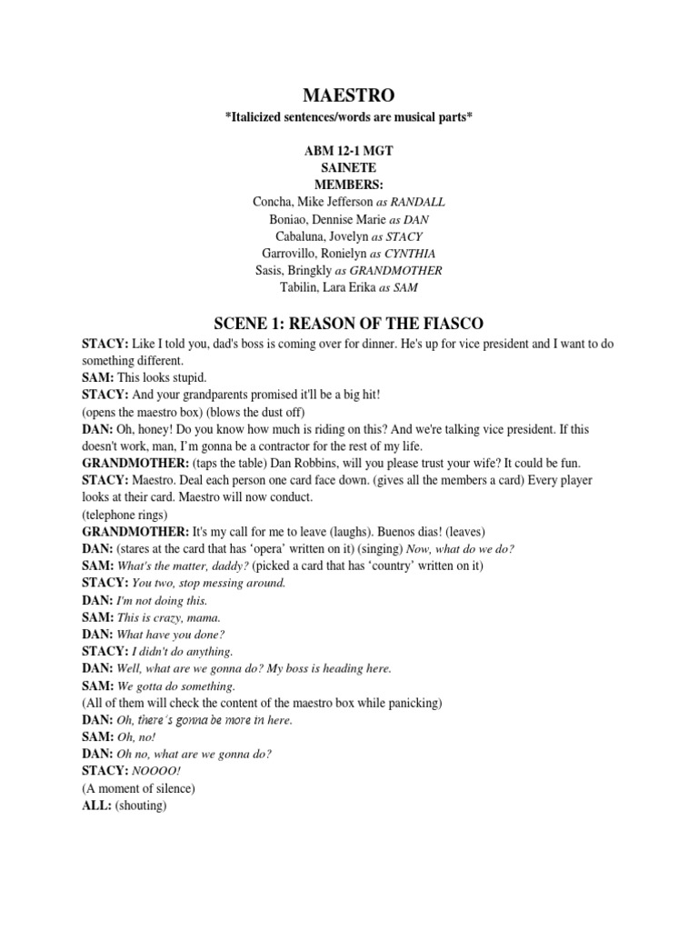 Edited Maestro Sainete Script Final PDF | PDF