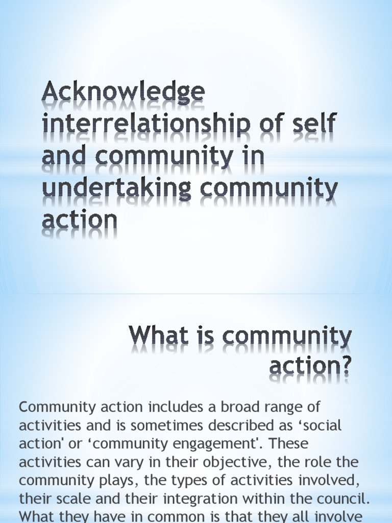 Acknowledge Interrelationship of Self and Community in Undertaking | PDF