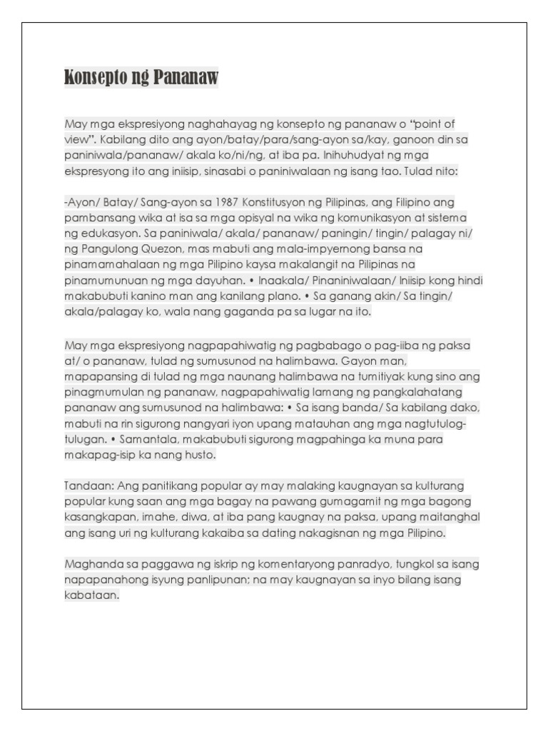 Konsepto NG Pananaw | PDF