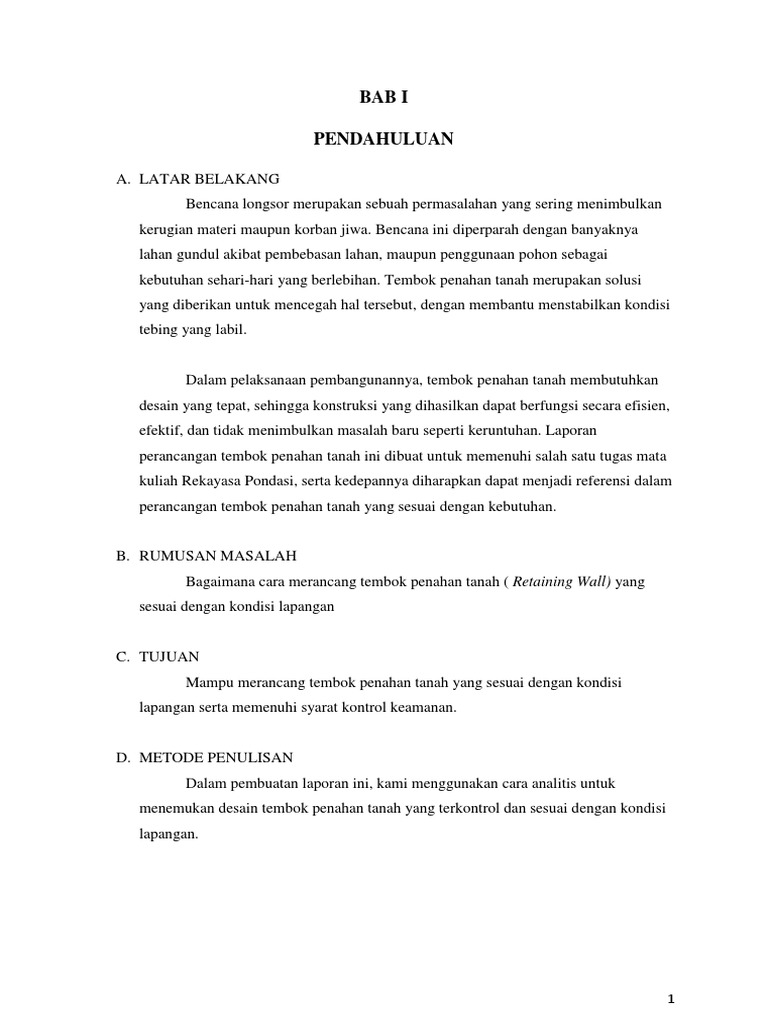 Contoh Perhitungan Dimensi Dinding Penahan Tanah | PDF