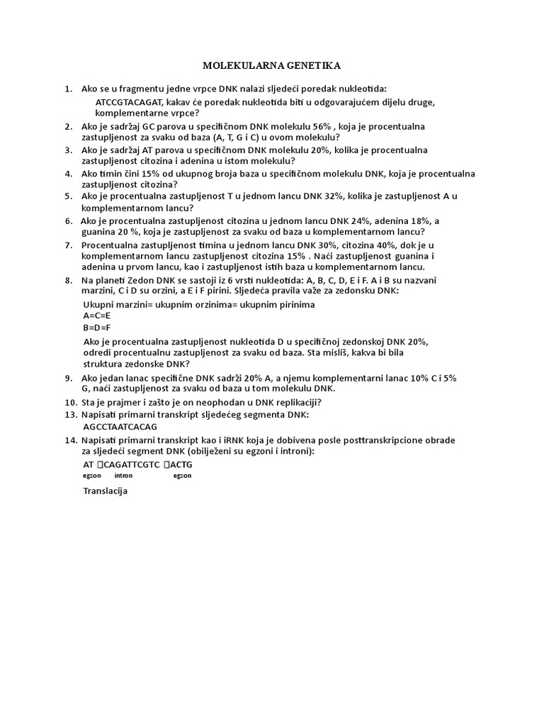 Rijec5a1eni Zadaci Iz Genetike | PDF