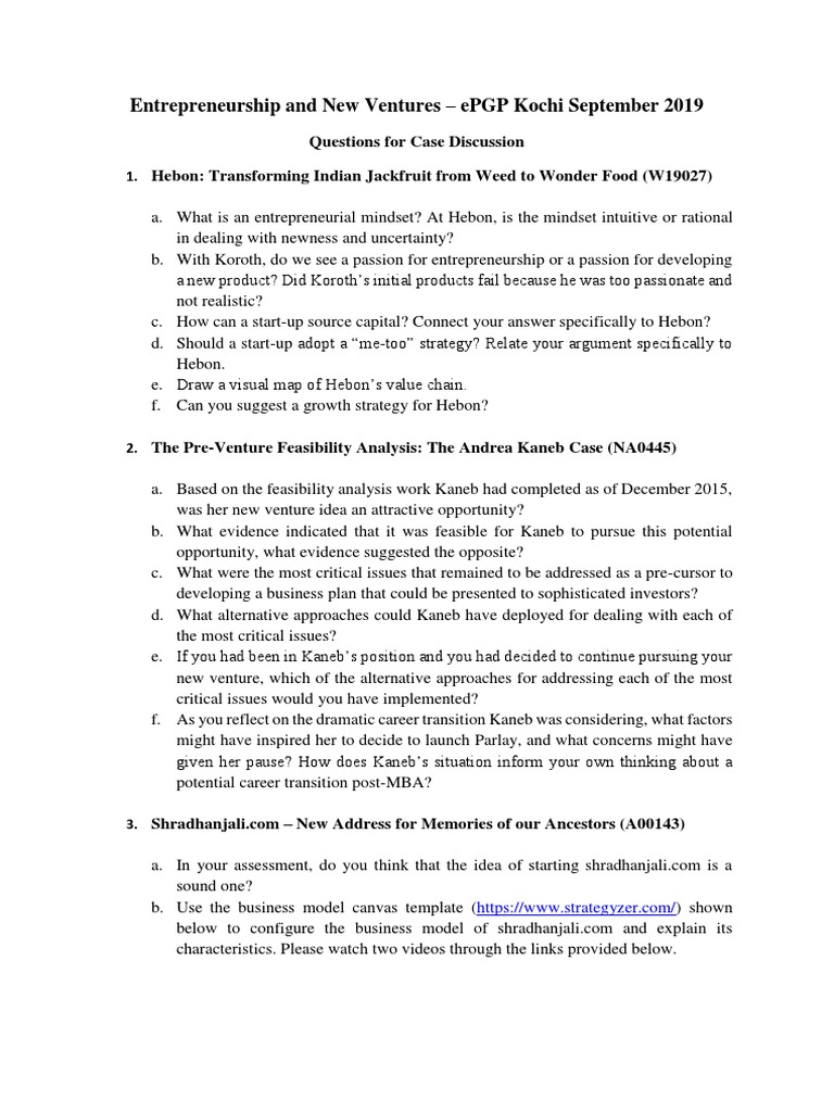 Case Questions | PDF | Startup Company | Small Business & Entrepreneurs