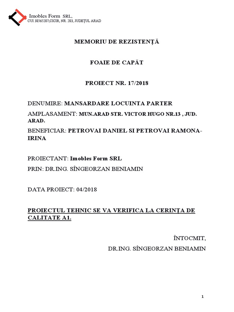 Memoriu Rezistetnță Final | PDF