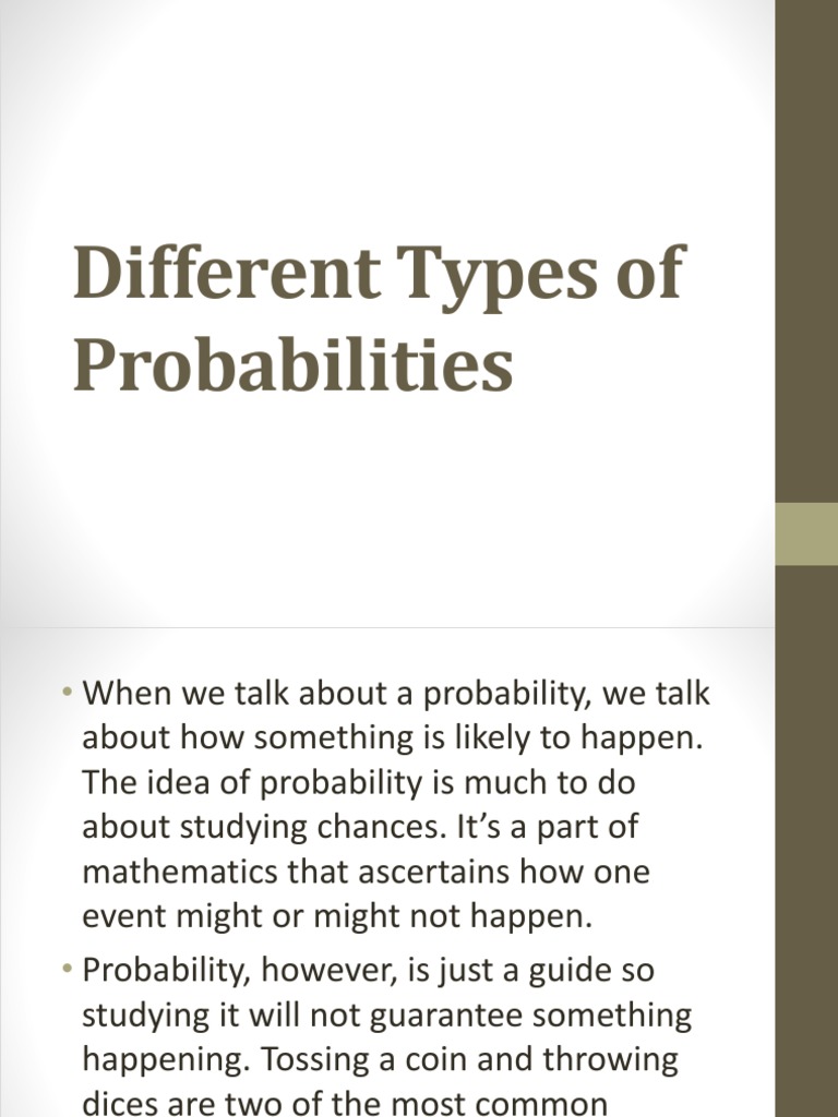 Different Types of Probabilities | PDF | Probability | Markov Chain Different Types of Probabilities | PDF | Probability | Markov Chain