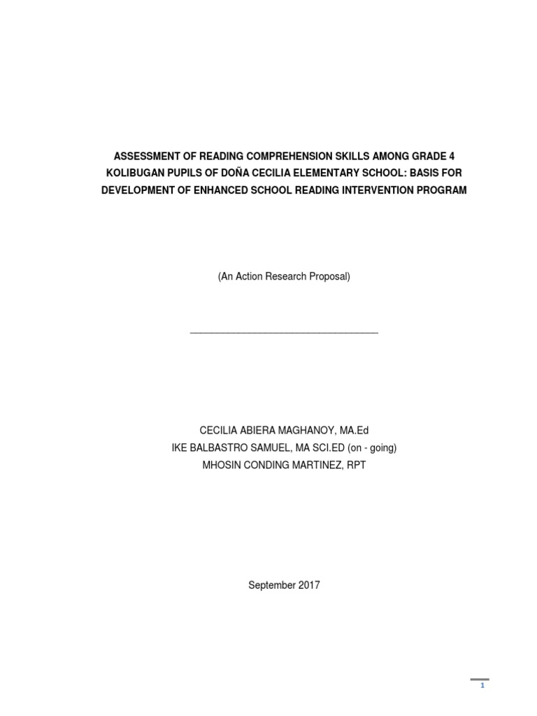 Assessment of Reading Comprehension Skil | PDF | Reading Comprehension ...