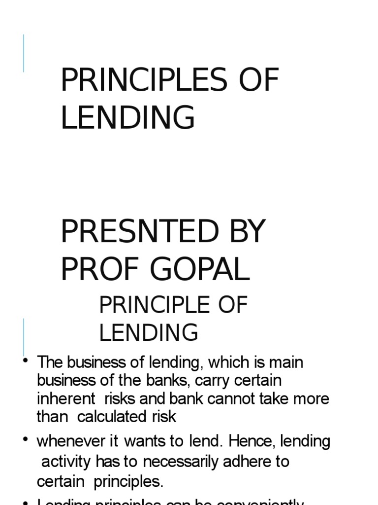 Principle of Lending | PDF | Mortgage Law | Loans