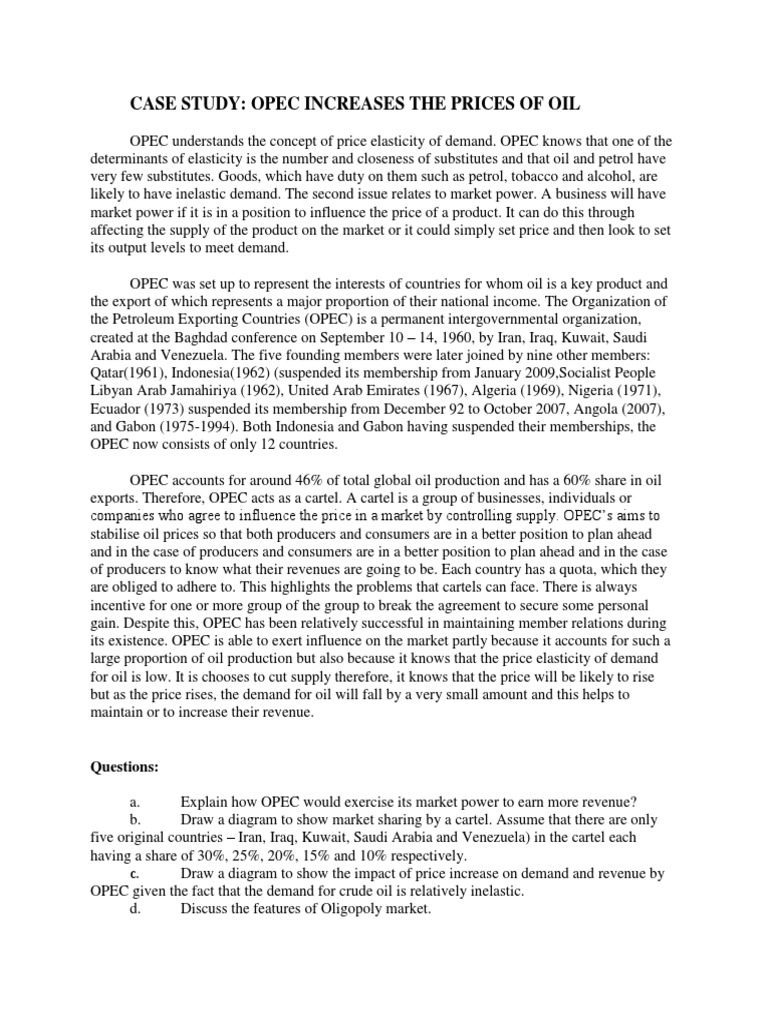 Case Study On Oligopoly-OPEC | PDF | Opec | Microeconomics
