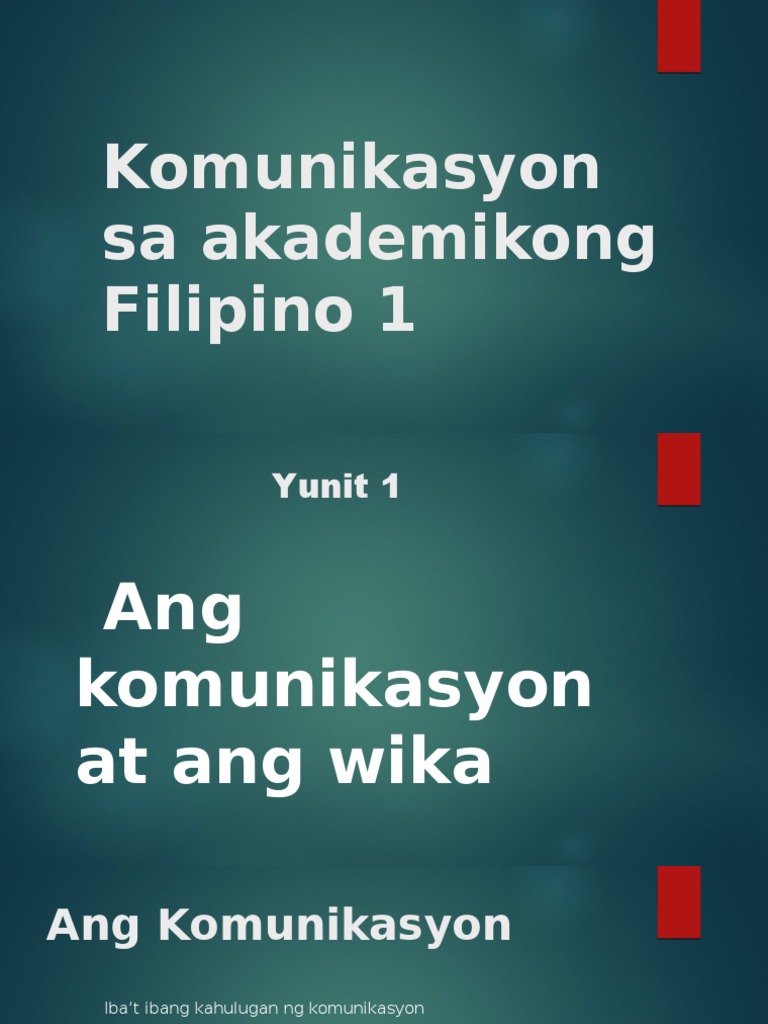 Komunikasyon Sa Akademikong Filipino 1 | PDF