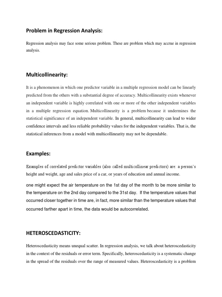 Problem in Regression Analysis | PDF | Heteroscedasticity | Regression Analysis