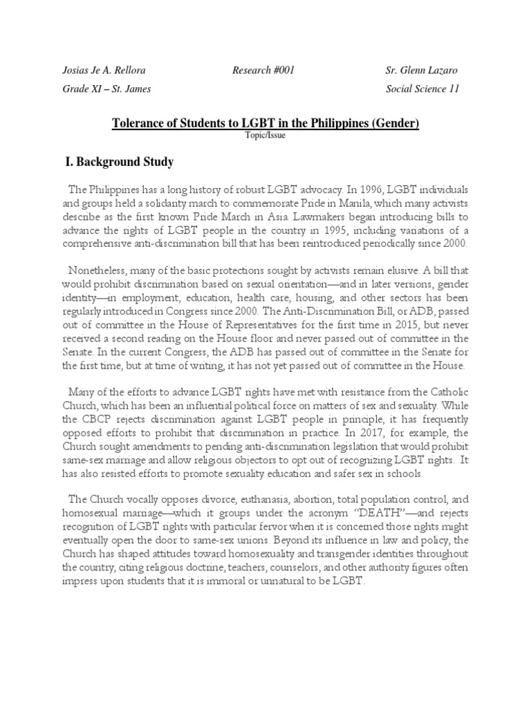 Social Science Research Paper | PDF | Homosexuality | Discrimination