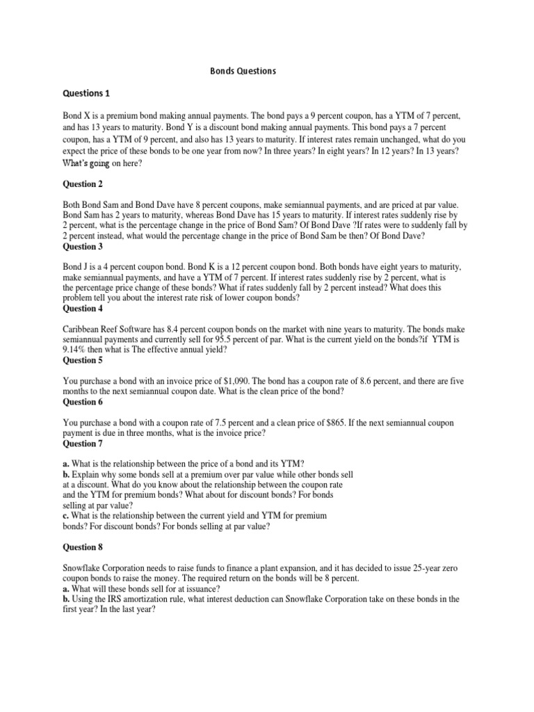 Bonds Questions | PDF | Bonds (Finance) | Yield (Finance)