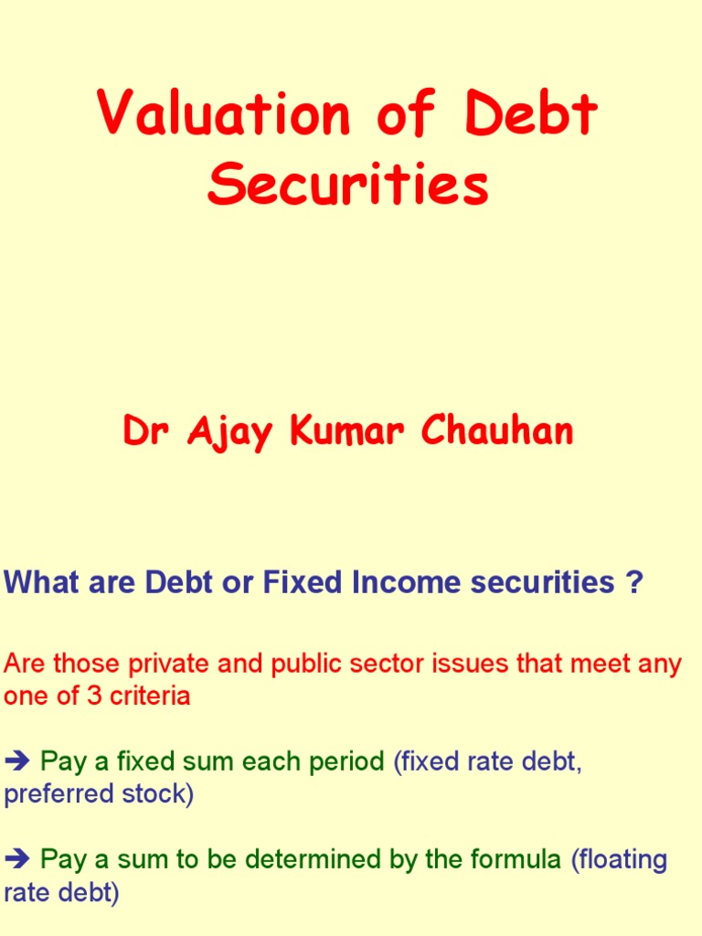 Debt Valuation | PDF | Bonds (Finance) | Yield (Finance)
